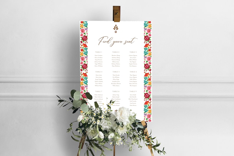 Mexican Wedding Seating Chart Set of 6 Different Templates - Etsy
