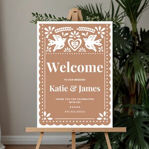 Mexican Papel Picado Wedding Welcome Sign Templates | Set of 3 Formats ...