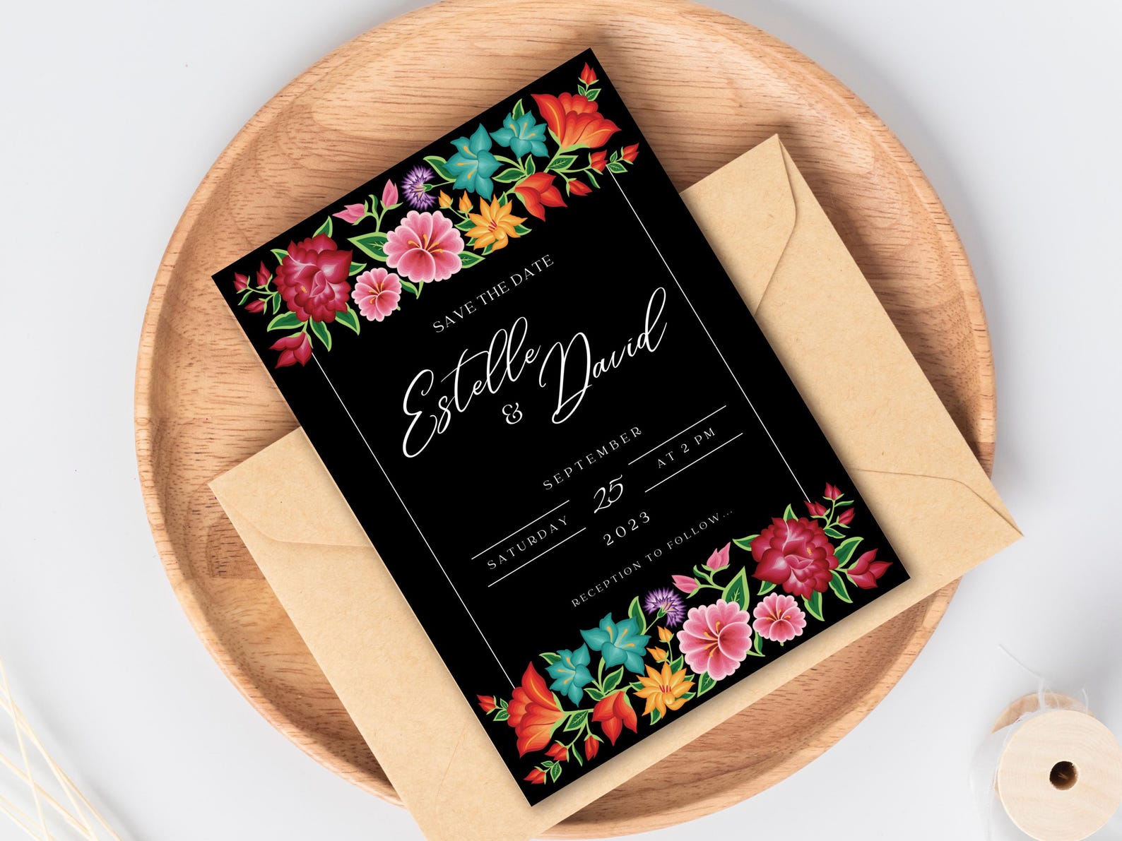 Wedding Invitation & Save the Date, Oaxaca Floral Design #2B | Mexican ...