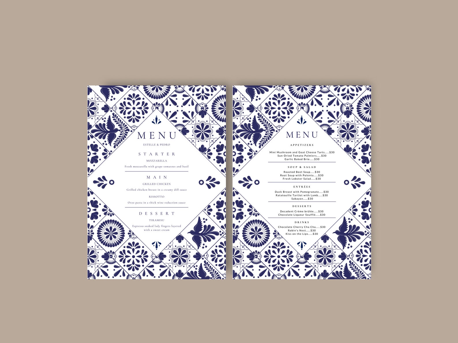 Mexican Talavera Tiles Menu Template #3 - Digital Format for ...