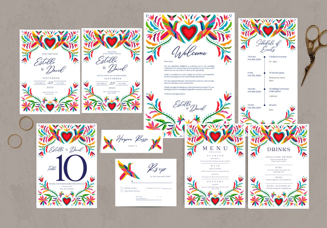 Wedding Template Bundle, Mexican Otomi Design #4 | Wedding Sign ...