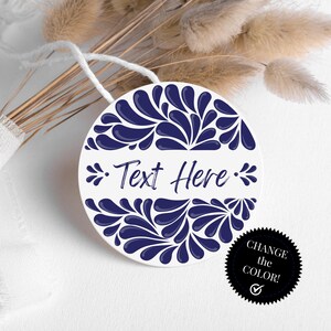 Mexican Talavera Label Template | Round Digital Sticker | Talavera Gift ...