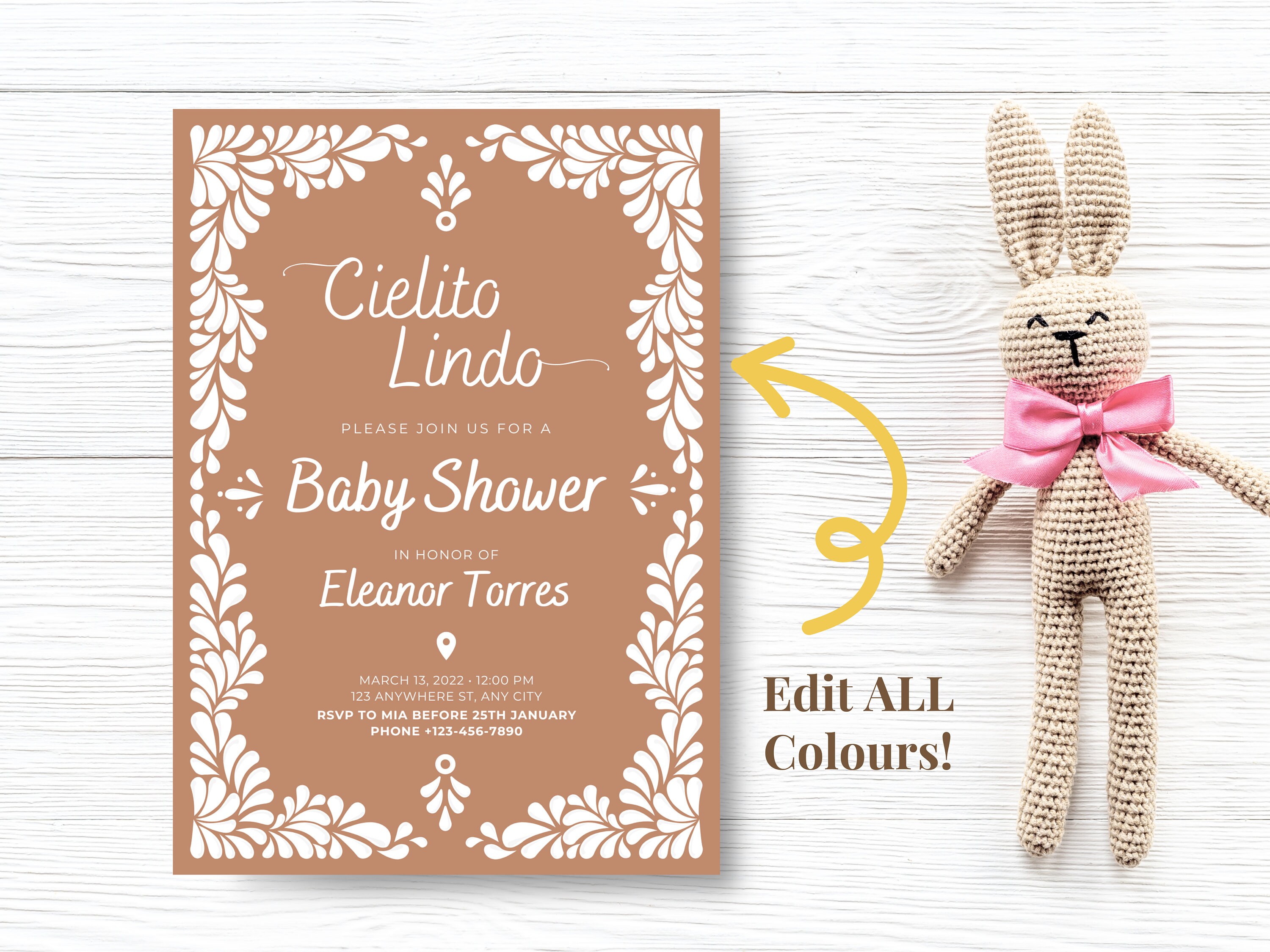 Cielito Lindo Baby Shower Invitation Template | Boho Gender Neutral ...