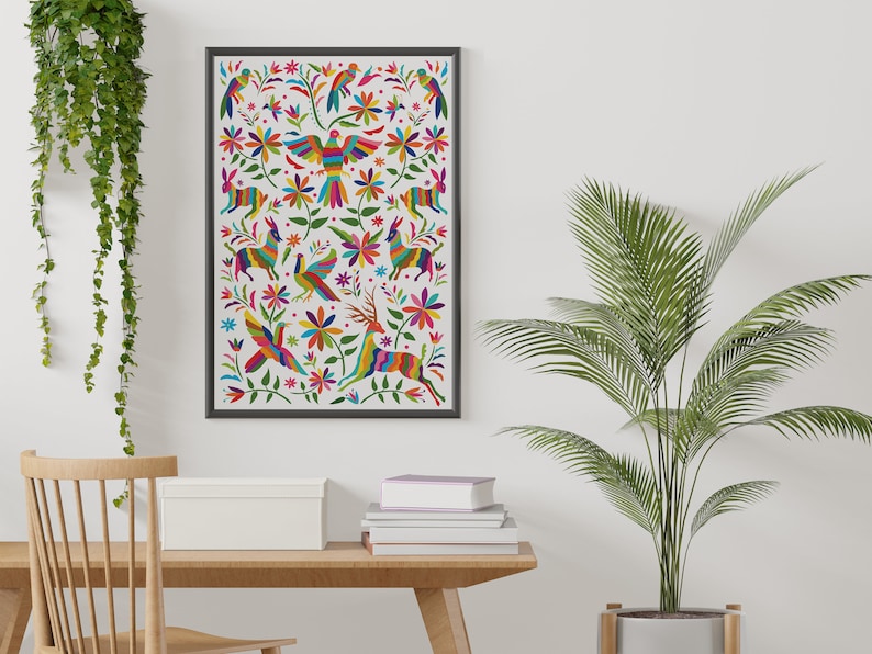 Colorful Printable Wall Art Mexico Otomi | Abstract Art Print | Modern ...
