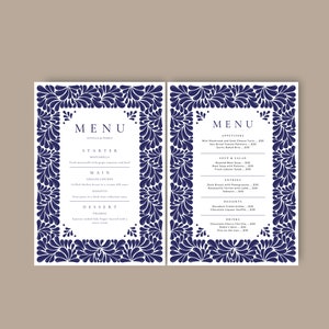 Mexican Talavera Menu Templates for Weddings & Restaurants #8. Includes ...