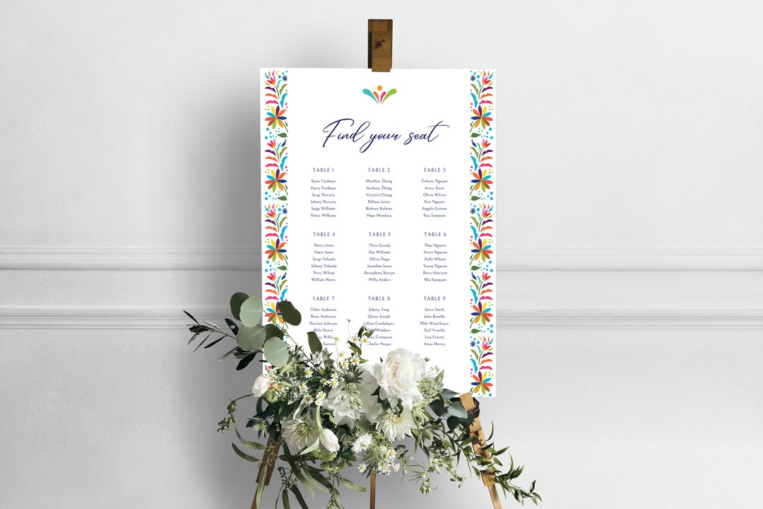 Mexican Otomi Wedding Seating Chart Set of 6 Different Templates - Easy ...