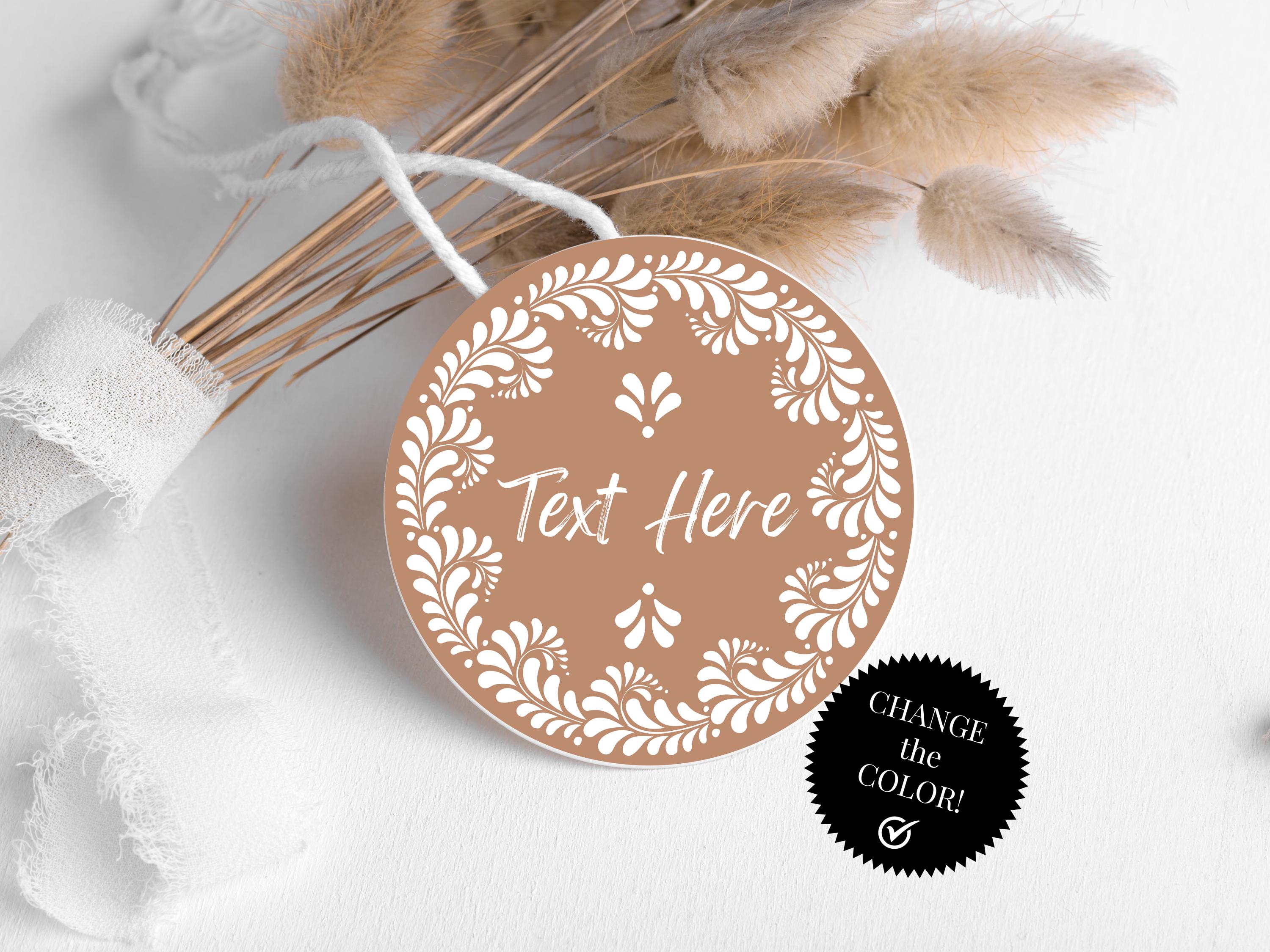 Mexican Talavera Label Template | Round Digital Sticker | Talavera Gift ...
