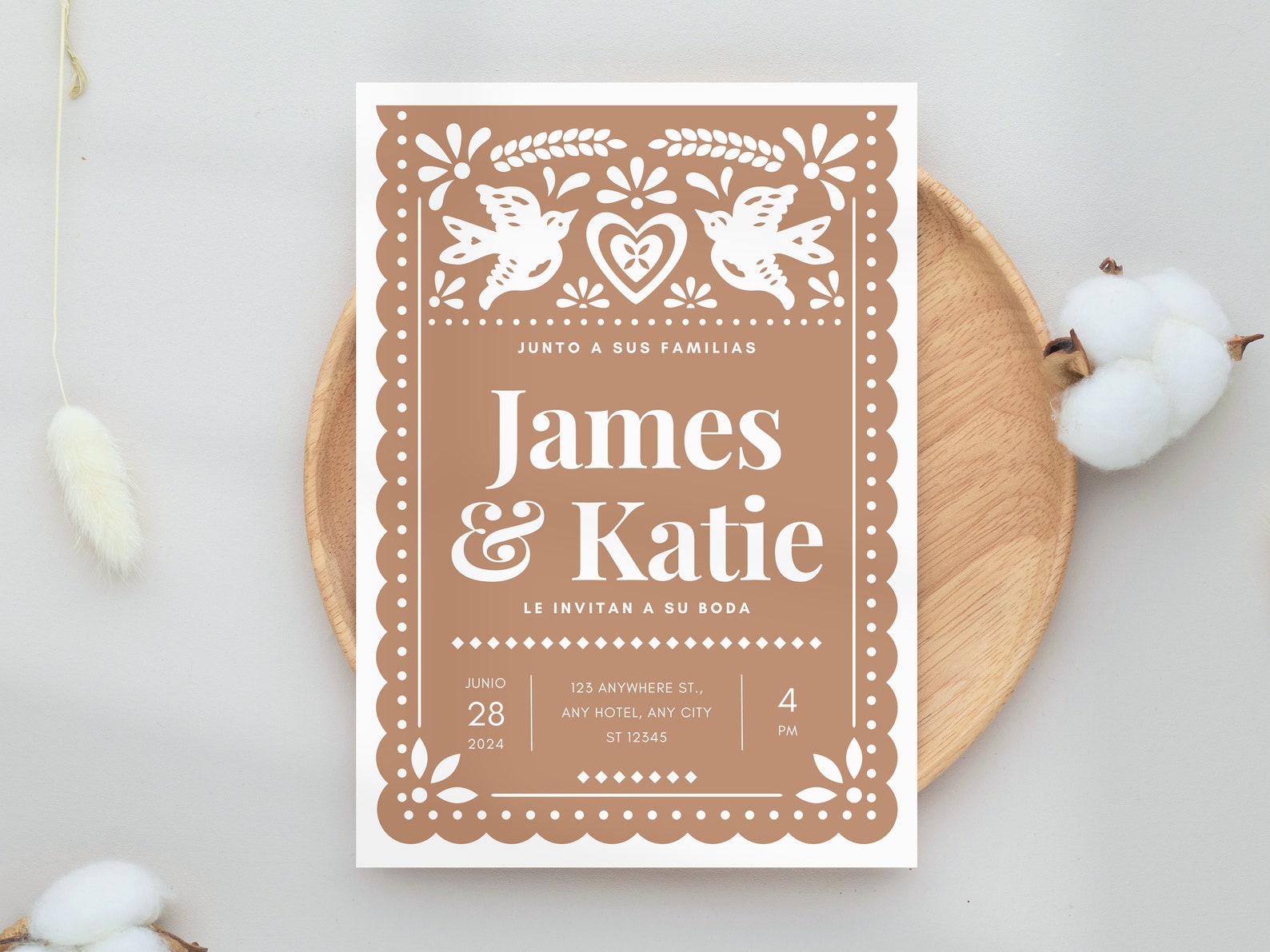 Mexican Wedding Invitation & Save the Date With Papel Picado Design ...