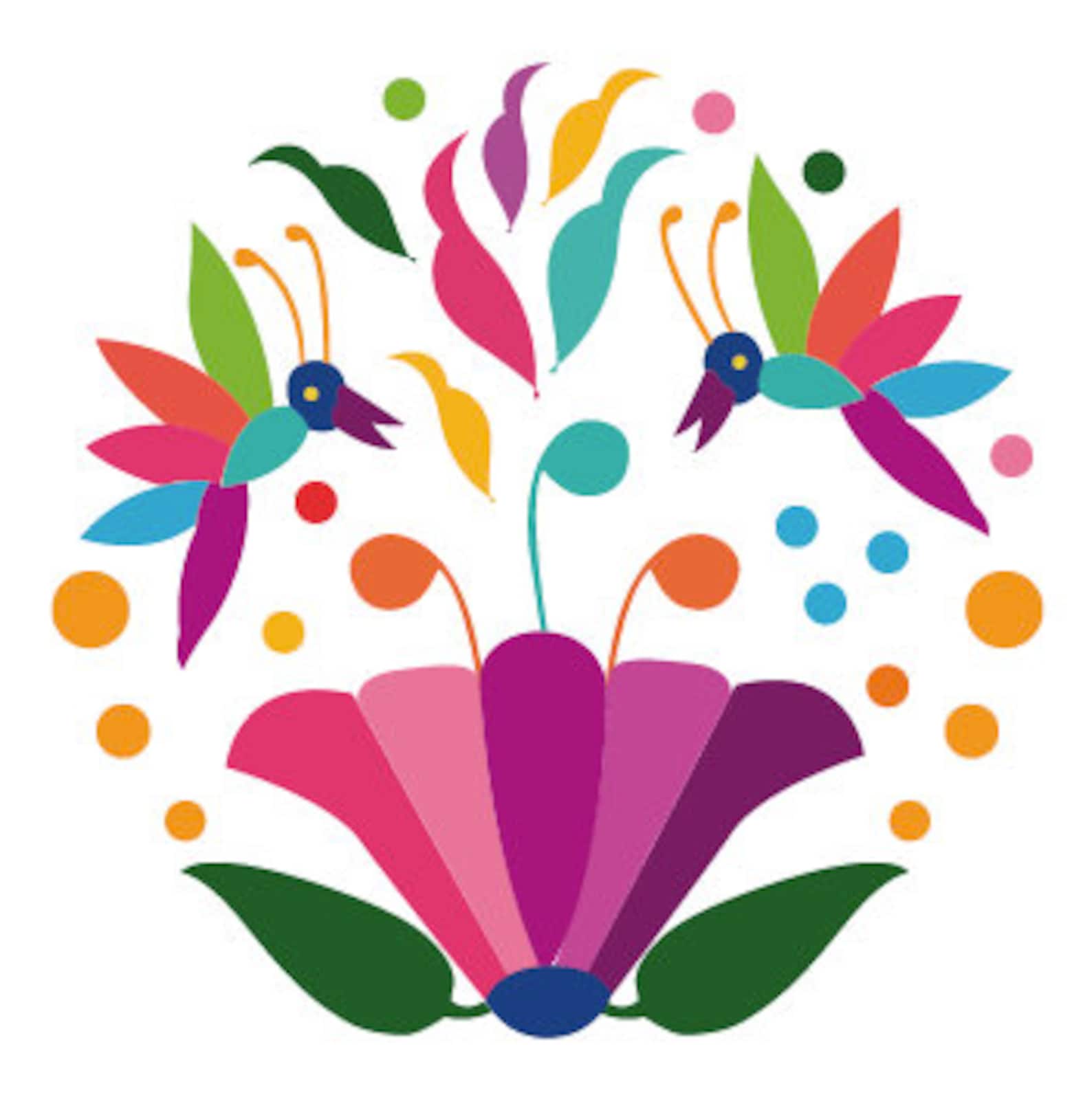 Mexican Flowers Floral Otomi Designs in Vector Set of 4 Digital Files ...