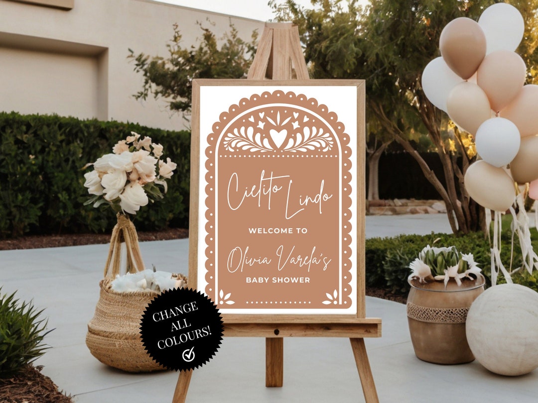 Cielito Lindo Baby Shower Welcome Sign Template | Papel Picado Baby ...