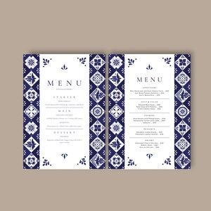 Mexican Talavera Menu Templates for Weddings & Restaurants #6. Includes ...