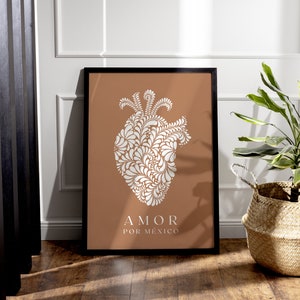 Mexico Printable Wall Art | Talavera Heart Abstract Print | Modern ...