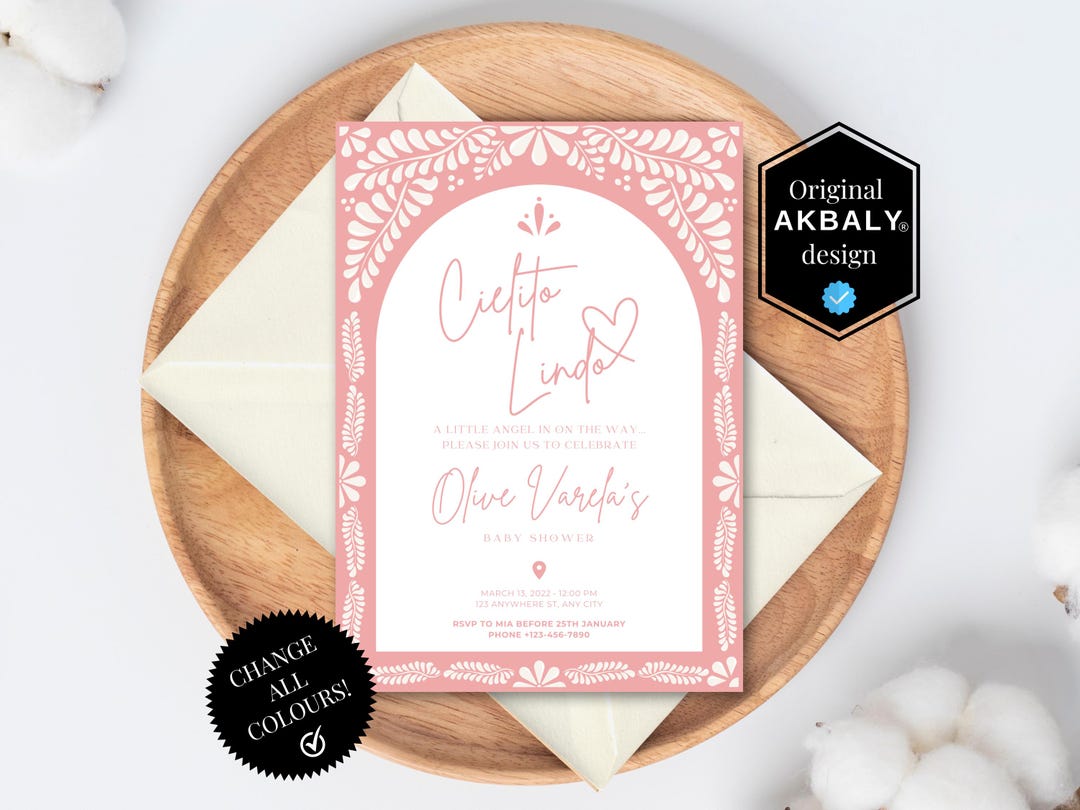 Cielito Lindo Mexican Talavera Invitation | Pink Baby Shower Invite ...