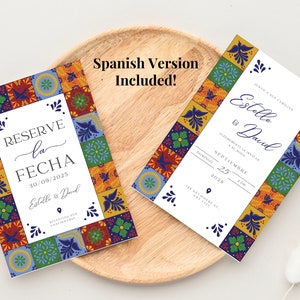 Customizable Mexican Wedding Invitation & Save the Date -colorful ...