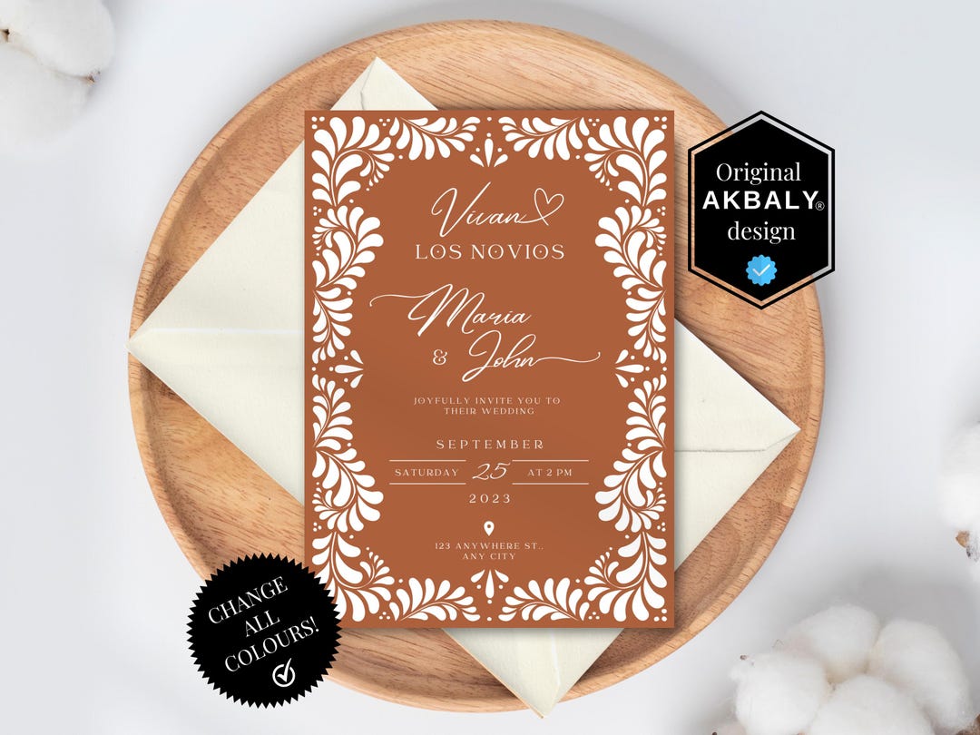 Terracotta Mexican Talavera Wedding Invitation | Talavera Inspired ...