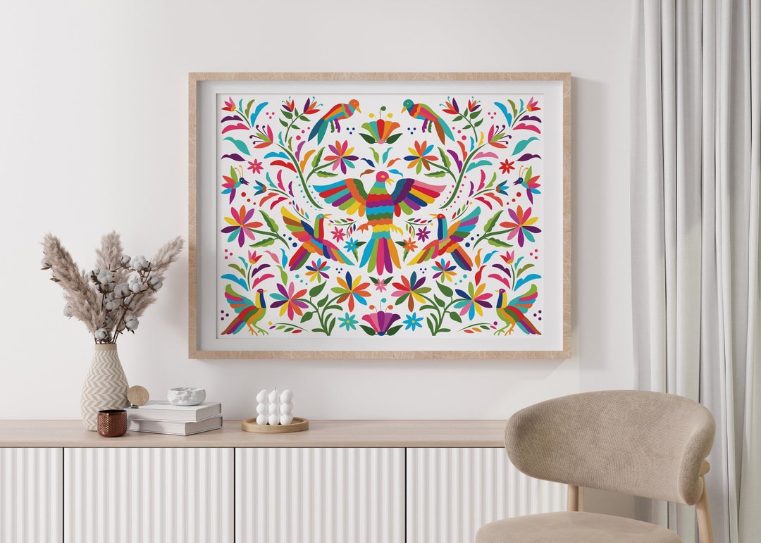 Colorful Printable Wall Art, Mexico Otomi Abstract Art Print Decorative ...