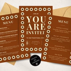 Invitation & Menu Template Set | Mexican Inspired Food and Drinks Menu ...