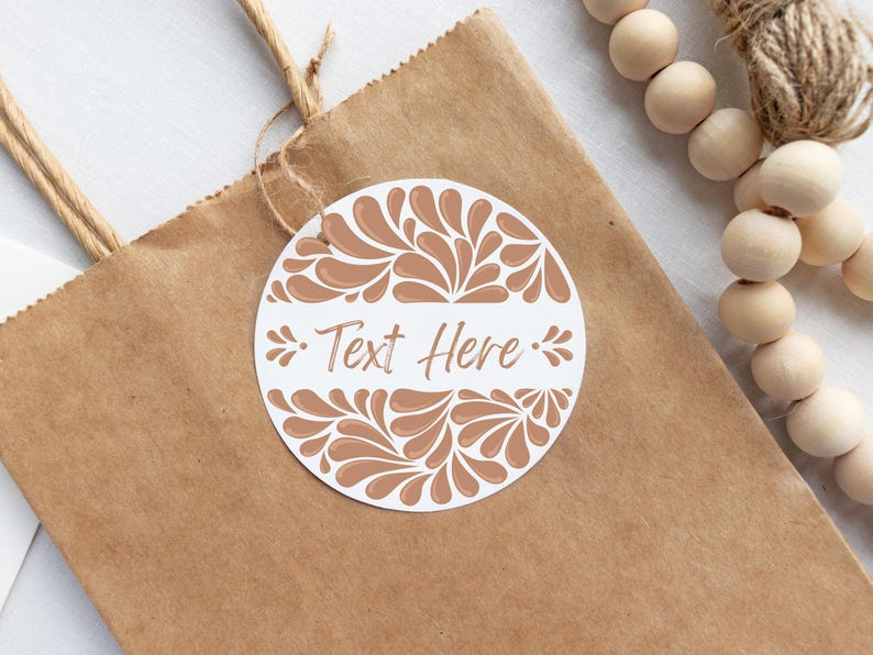 Mexican Talavera Label Template | Round Digital Sticker | Talavera Gift Tag Template | Printable ...