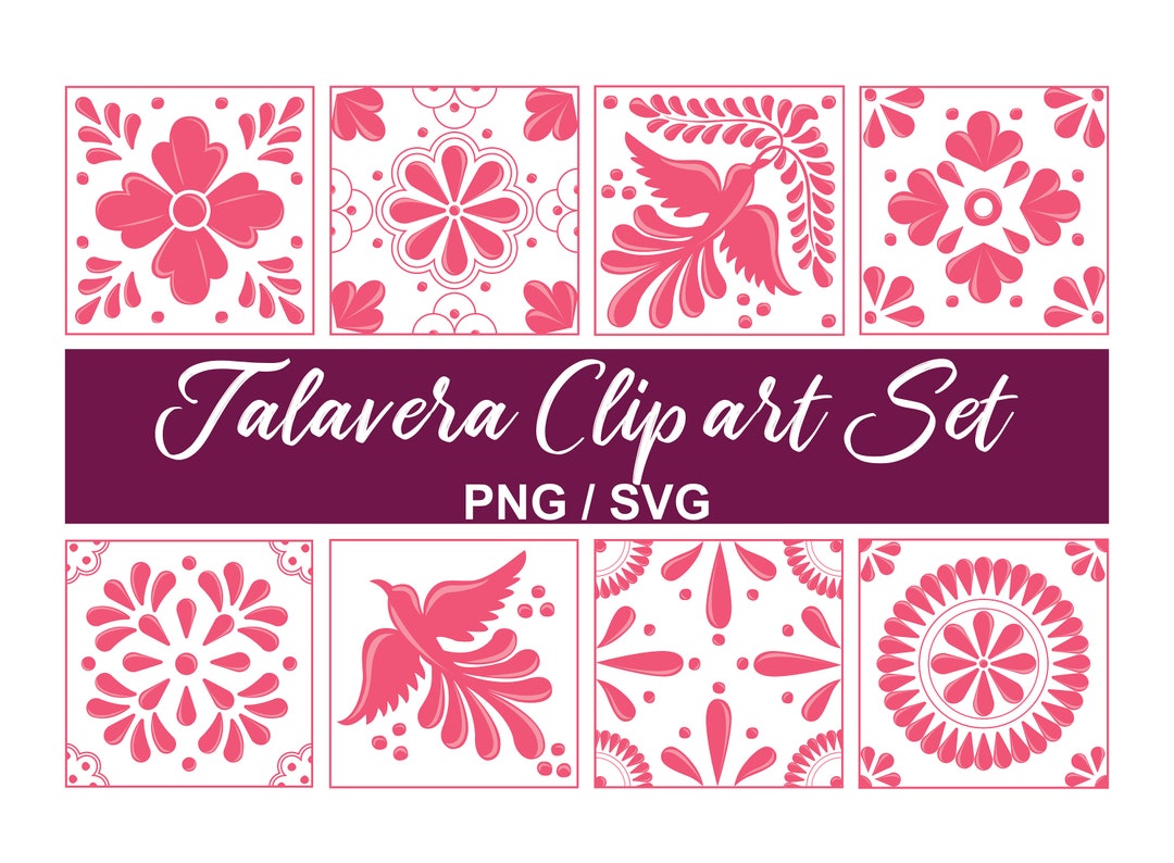 Mexican Talavera Clipart Set - 8 Beautiful Mosaic Designs in Hight ...