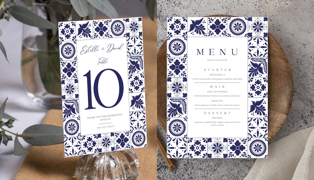 Table Numbers & Menus (food+drinks) Templates for Weddings With ...