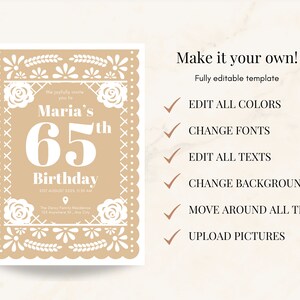 Papel Picado Birthday Invitation Template Set of 2 | Spanish + English ...