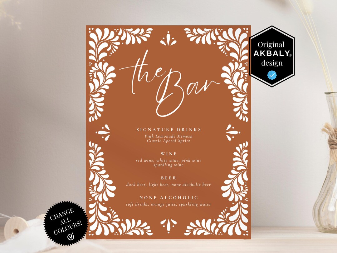 Talavera Bar Menu Template | Talavera Bar Sign Print | Mexican Event ...