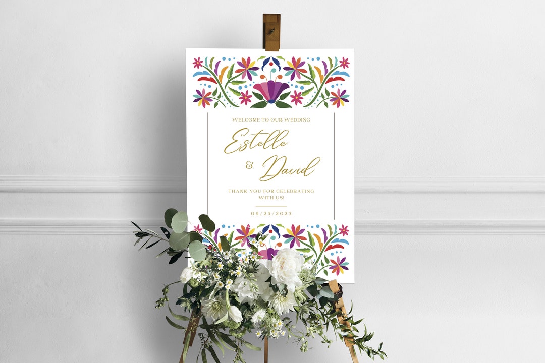 Mexican Wedding Welcome Sign Template - Colorful Otomi Design #2 - Easy ...