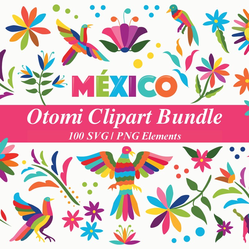 Mexican Flowers Clipart - Etsy