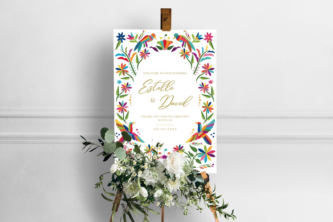 Mexican Wedding Welcome Sign Template - Colorful Otomi Design #7 - Easy ...