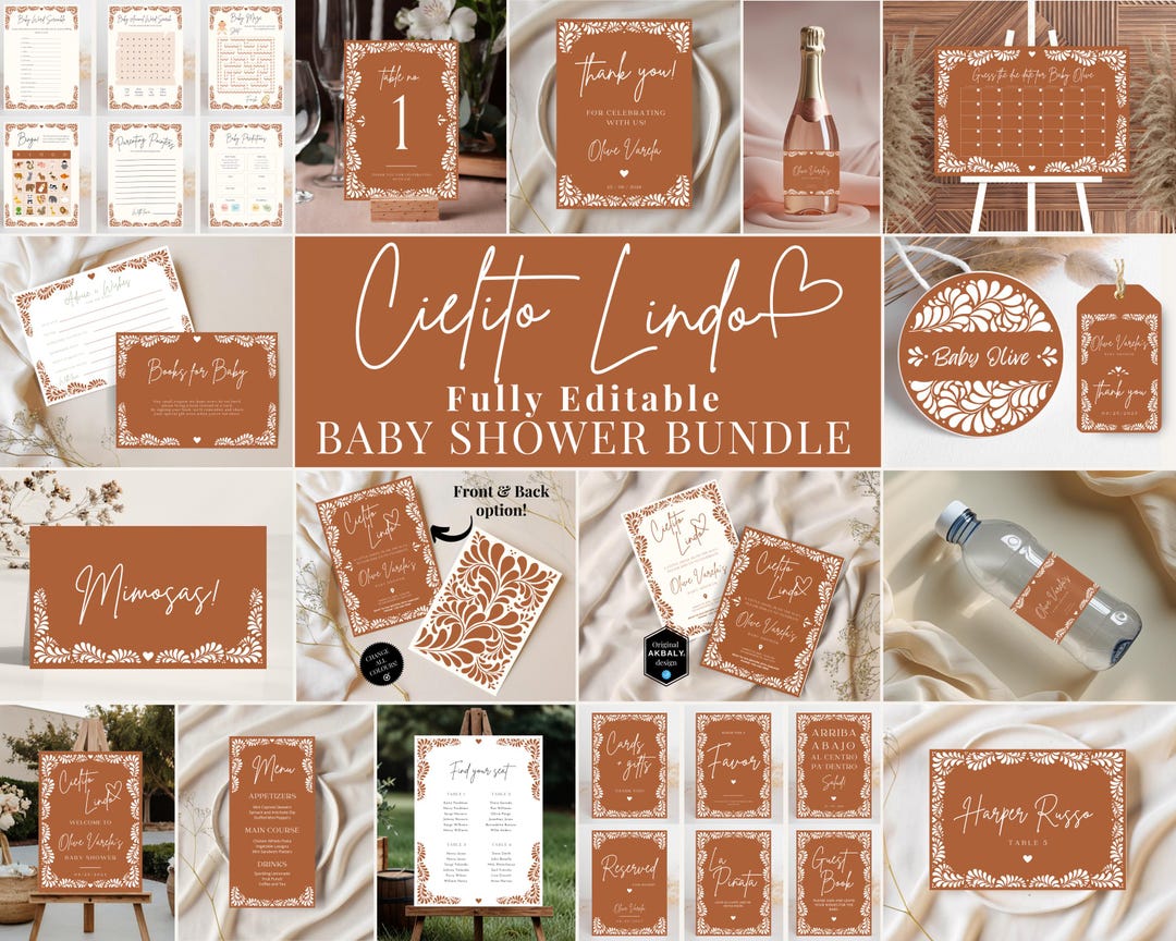 Terracotta Cielito Lindo Invitation Bundle | Talavera Clay Baby Shower ...