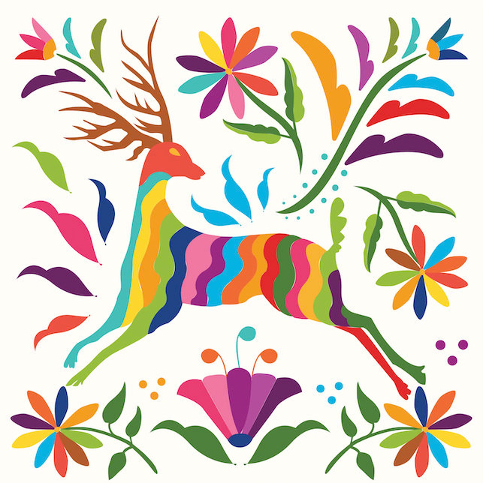 Mexican Otomí Style Design in Vector | Digital Download Files | Clipart ...
