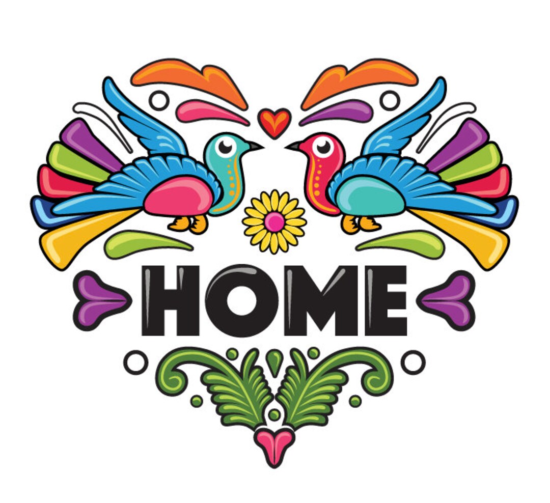 Mexican Heart Design | Love Birds | Amate Art | Digital Files | Clipart ...