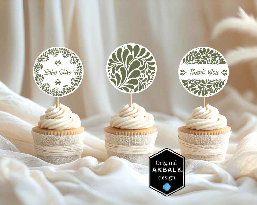 Green Talavera Label Template 3pc Set | Round Digital Sticker ...