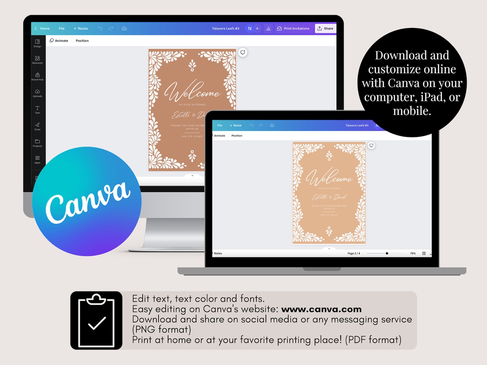 Modern Wedding Welcome Sign Templates | Set of 3 Formats | Mexican ...