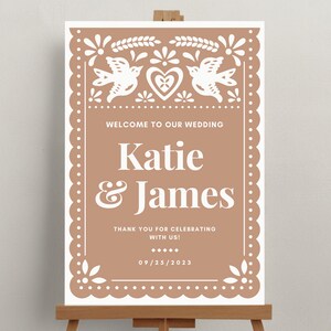 Mexican Papel Picado Wedding Welcome Sign Templates | Set of 3 Formats ...