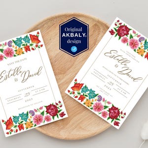 Wedding Invitation & Save the Date, Oaxaca Floral Design #2 | Mexican ...