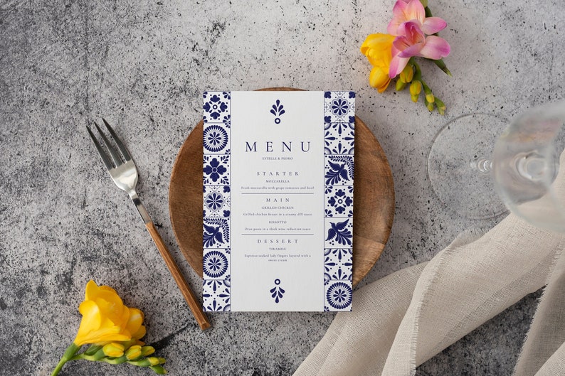 Mexican Talavera Tiles Menu Template 2 Digital Format for - Etsy