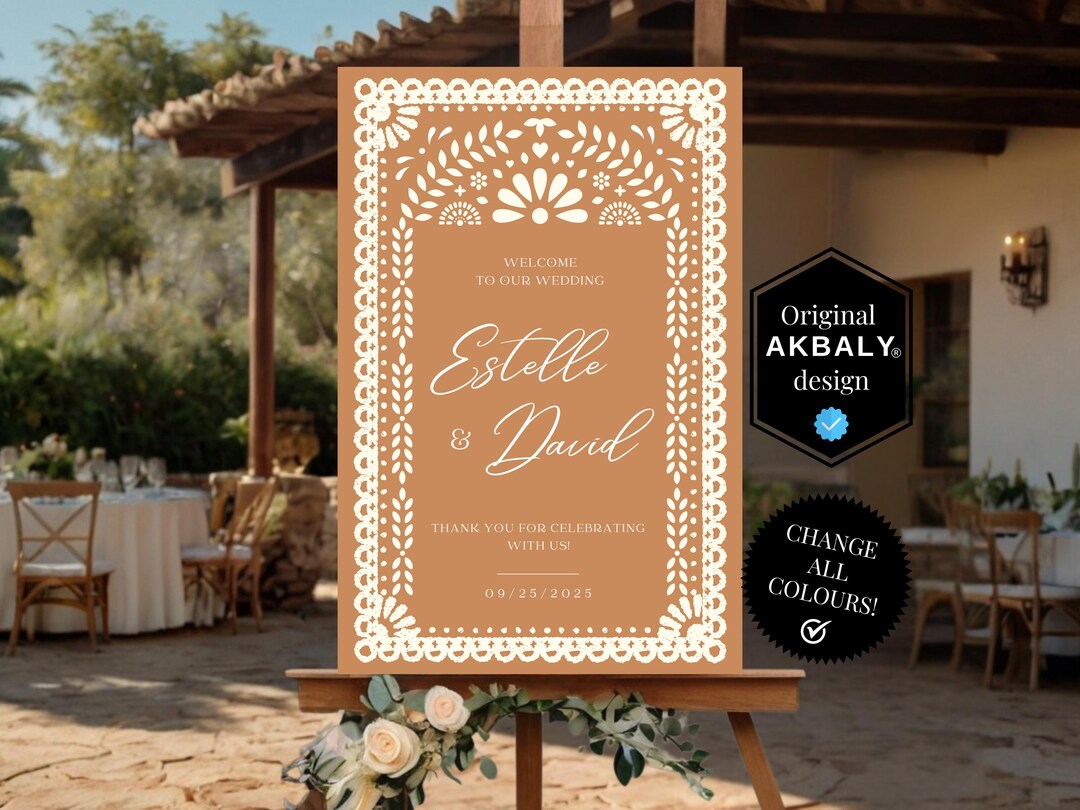 Papel Picado Wedding Welcome Sign Templates | Set of 3 Formats | "long ...