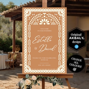 Papel Picado Wedding Welcome Sign Templates | Set of 3 Formats | "long ...