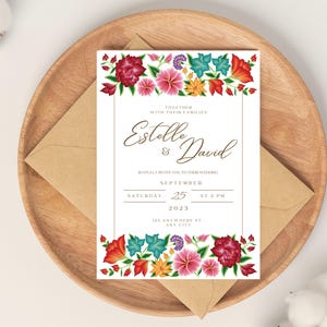 Wedding Invitation & Save the Date, Oaxaca Floral Design #2 | Mexican ...