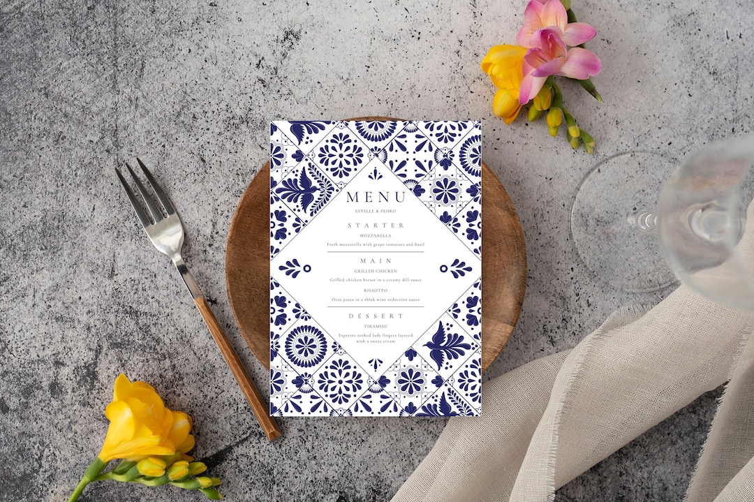 Mexican Talavera Tiles Menu Template #3 - Digital Format for ...