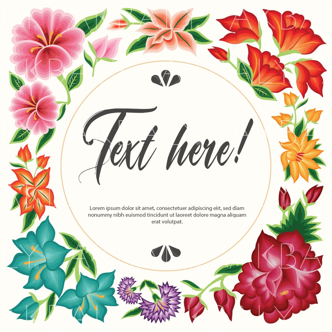 Mexican Floral Style Template Customizable Design Digital - Etsy