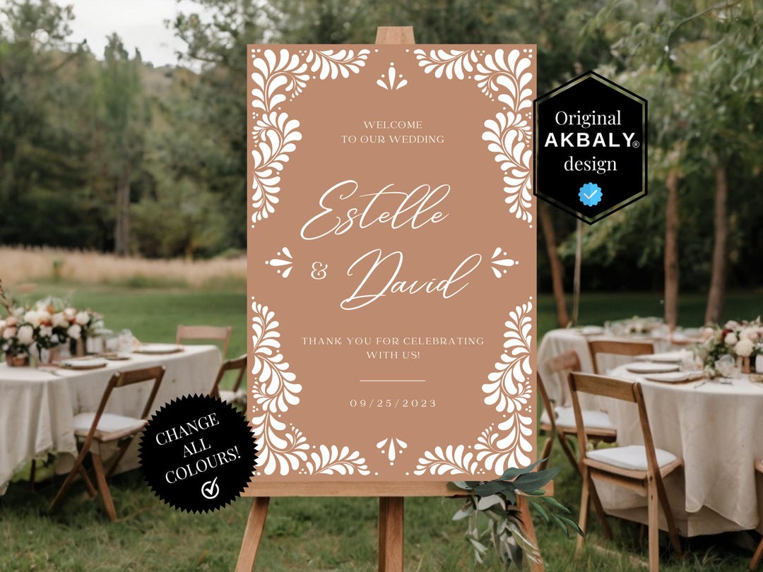 Talavera Wedding Welcome Sign Template Set of 3 | Talavera Clay Welcome ...