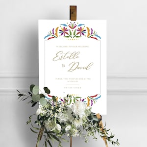 Mexican Wedding Welcome Sign Template - Colorful Otomi Design #1 - Easy ...