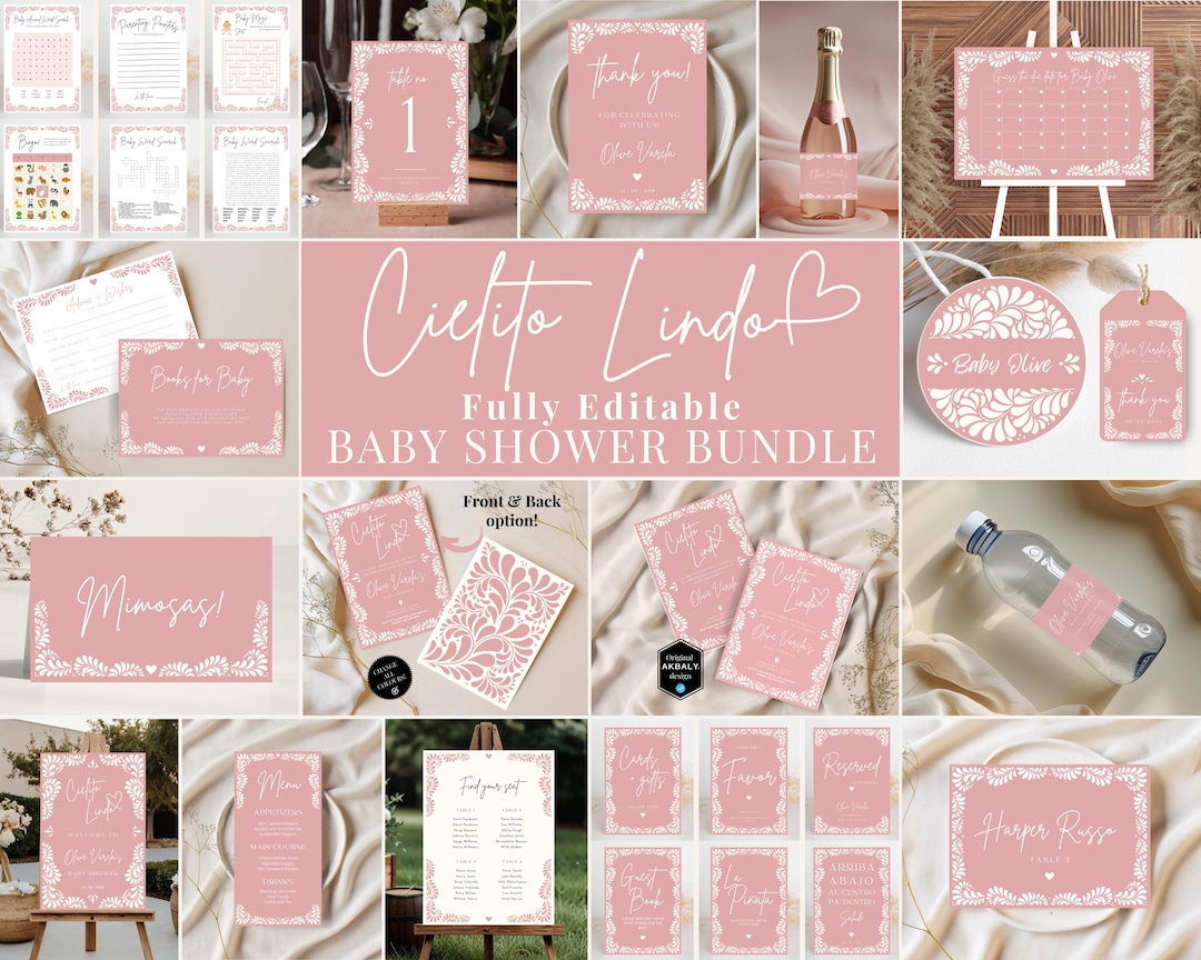 Cielito Lindo Talavera Invitation Bundle | Pink Baby Shower Invite ...