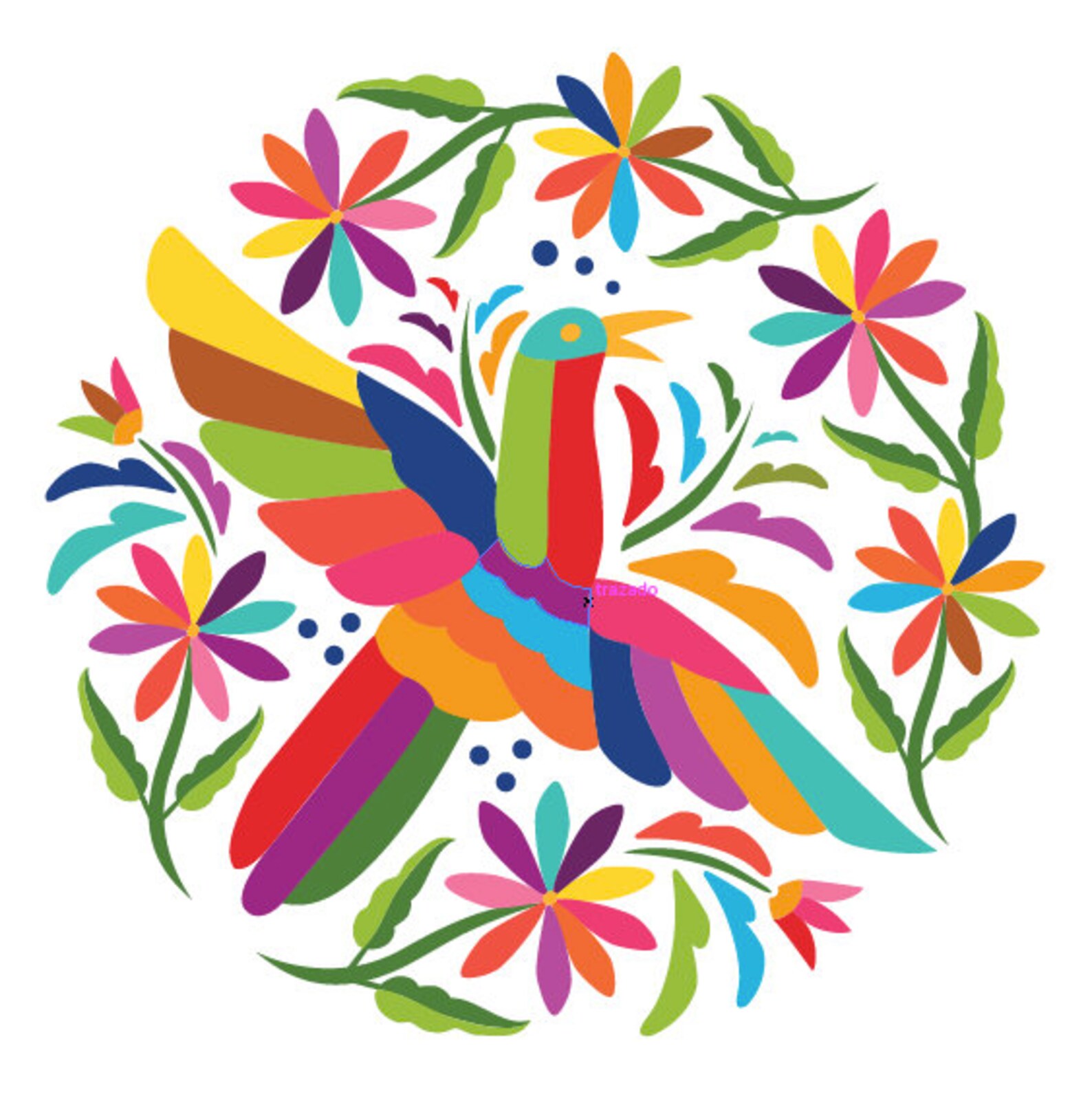 Mexican Otomi Stamp | Floral & Animal Design | Floral Stamp | Digital ...