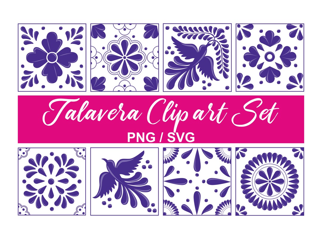 Mexican Talavera Clipart Set - 8 Beautiful Mosaic Designs in Hight ...