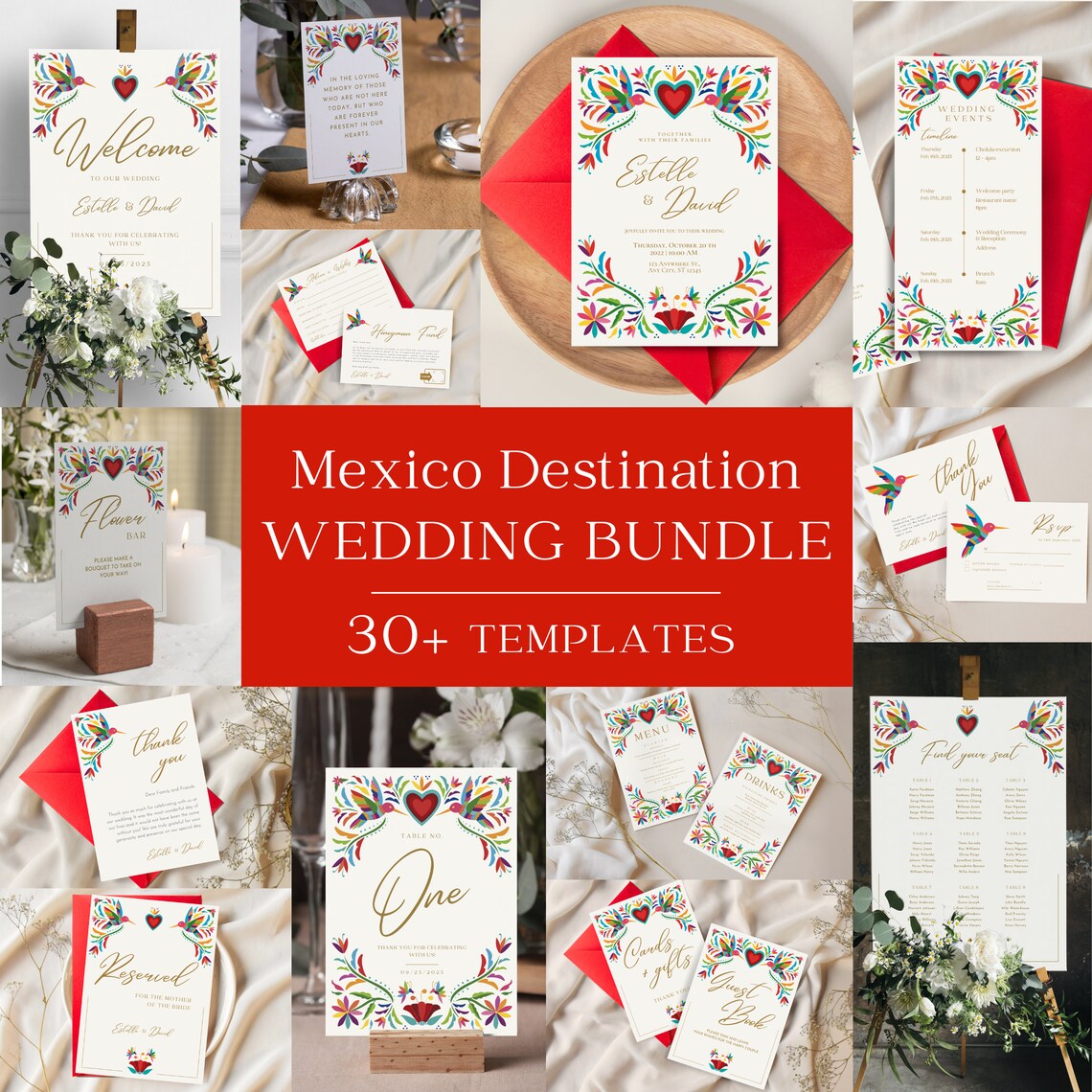 Mexico Wedding Bundle Template | Wedding Destination Sign Templates Set ...