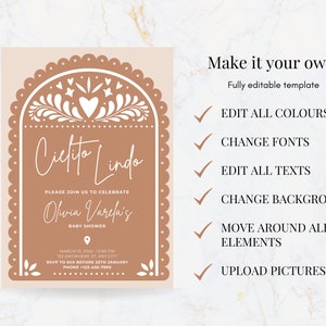 Cielito Lindo Baby Shower Invitation Template | Boho Gender Neutral ...