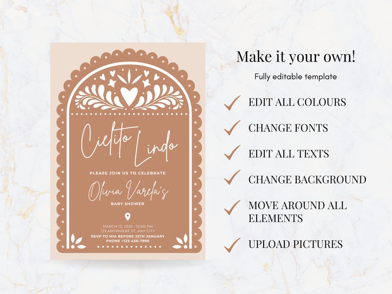 Cielito Lindo Baby Shower Invitation Template | Boho Gender Neutral ...
